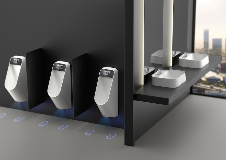 Collection of urinal, basin and faucet for public